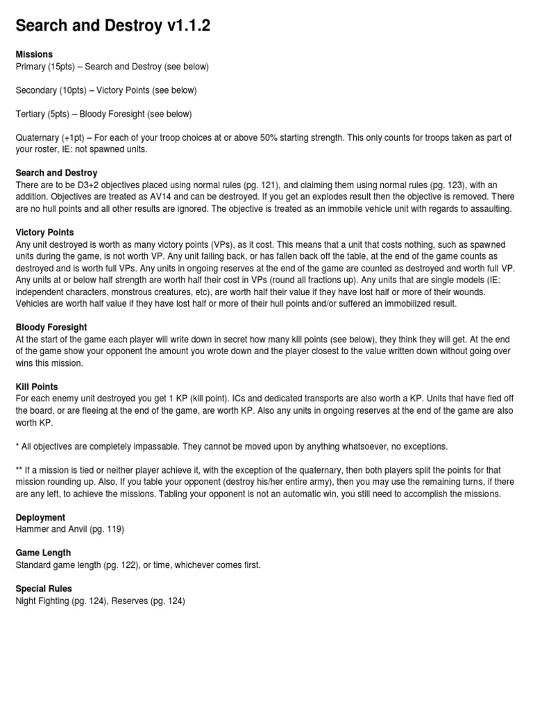 Search and Destroy v1.1.2 | PDF | Military | Violence