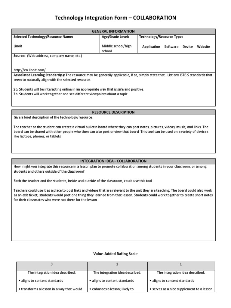 Technology Integration Template-Collaboration | Download Free PDF | Pedagogy | Learning