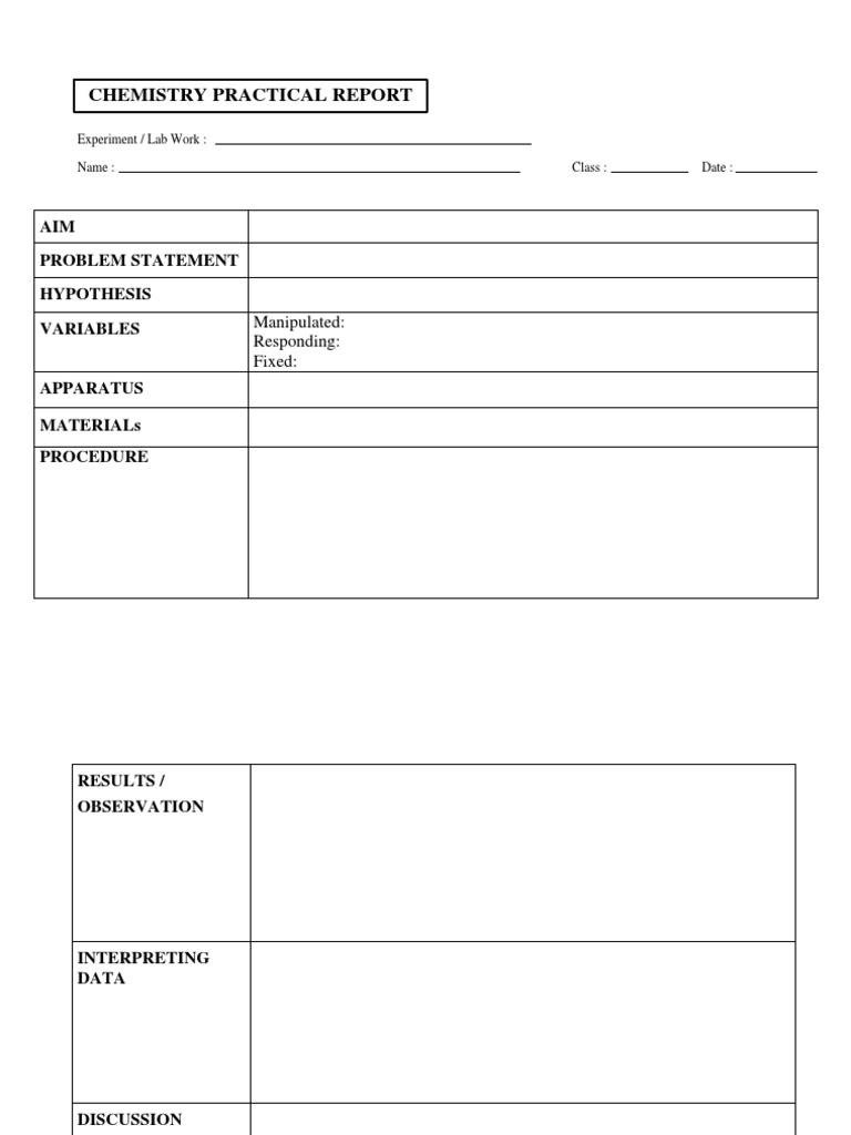 Chemistry Practical Report Template | PDF