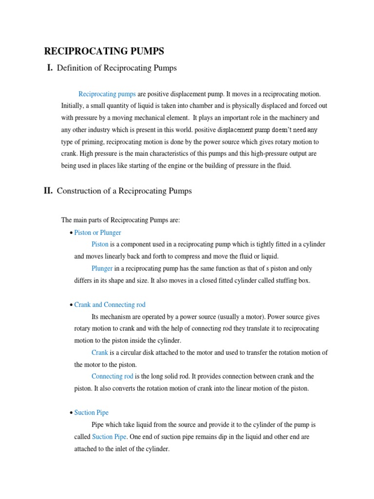 Reciprocating Pumps | PDF | Pump | Cylinder (Engine)