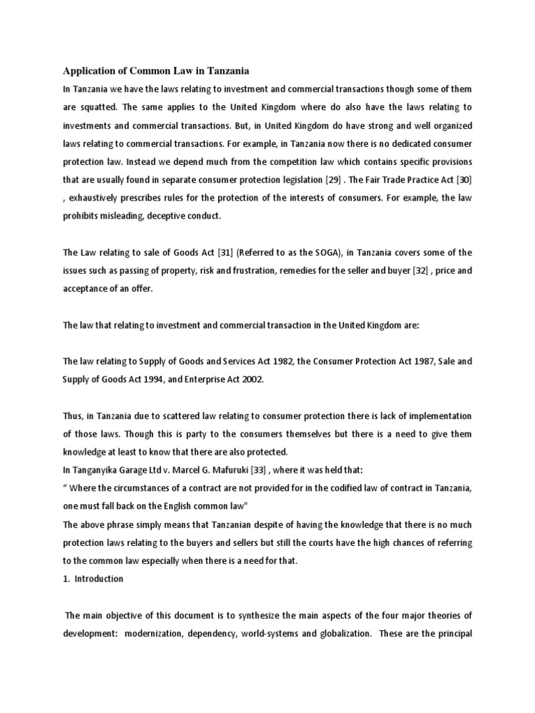 Application of Common Law | PDF | World Systems Theory | Modernization ...