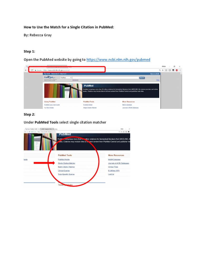 By: Rebecca Gray: How To Use The Match For A Single Citation in Pubmed ...