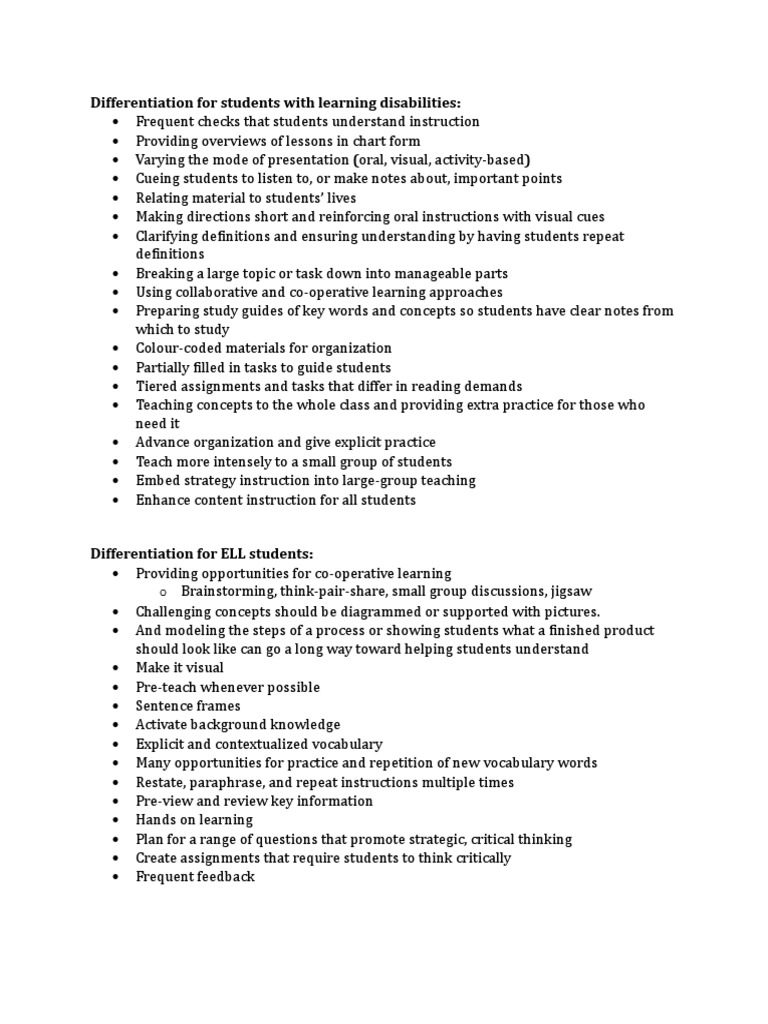 Differentiation For | PDF | Vocabulary | Pedagogy