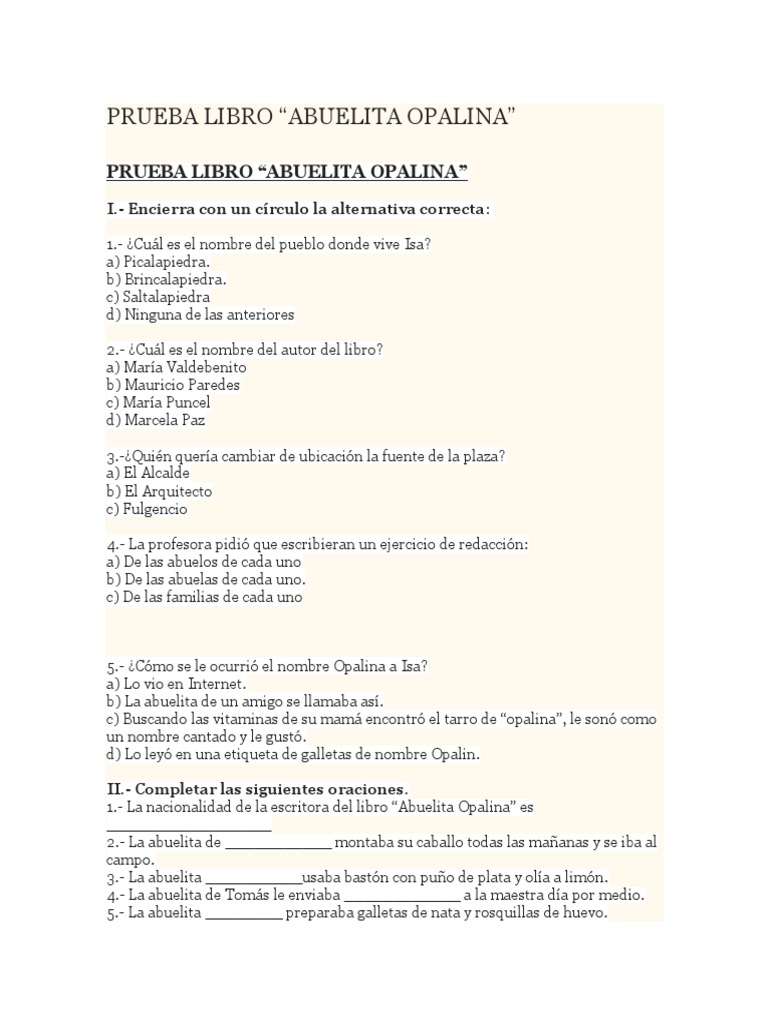 PRUEBA LIBRO Abuelita Opalina | PDF