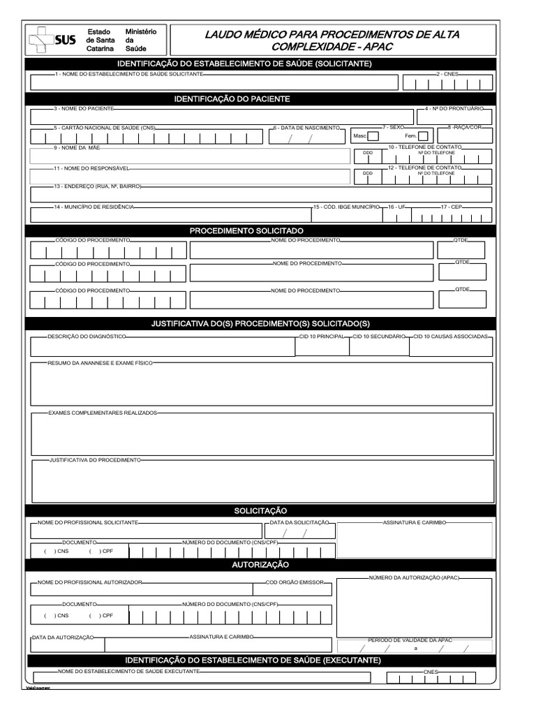 Laudo para Procedimentos em APAC | PDF