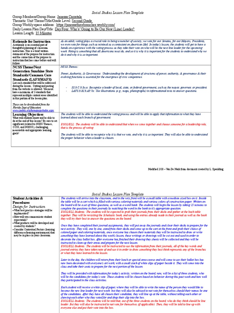 Rationale For Instruction: Social Studies Lesson Plan Template | PDF ...