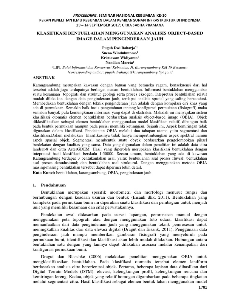 Klasifikasi Bentuklahan Karangsambung dengan OBIA | PDF