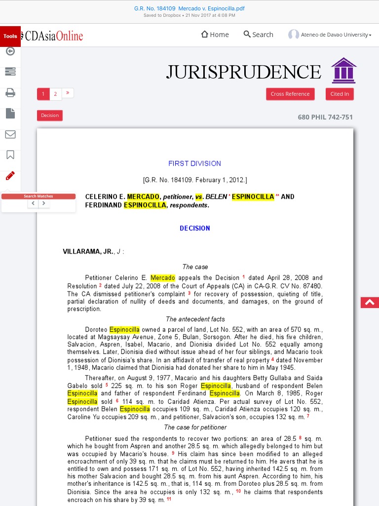 Mercado v. Espinocilla | PDF | Trust Law | Common Law