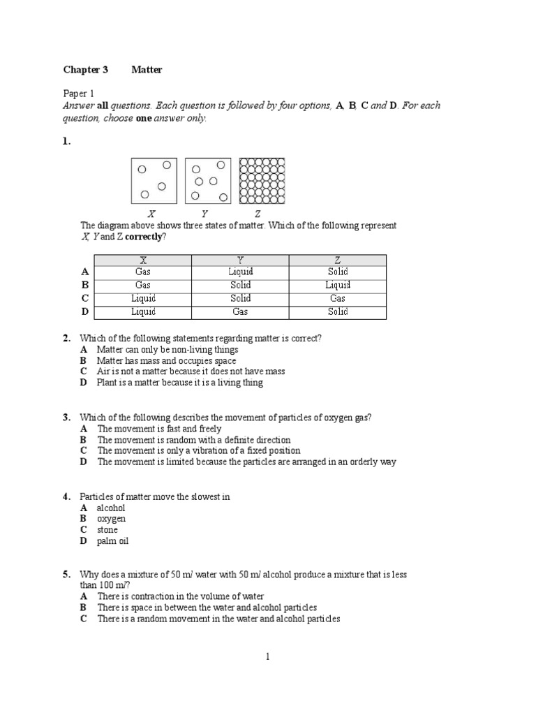Essential Science PMR Question Bank Chapter 3 2010 | PDF | Liquids ...