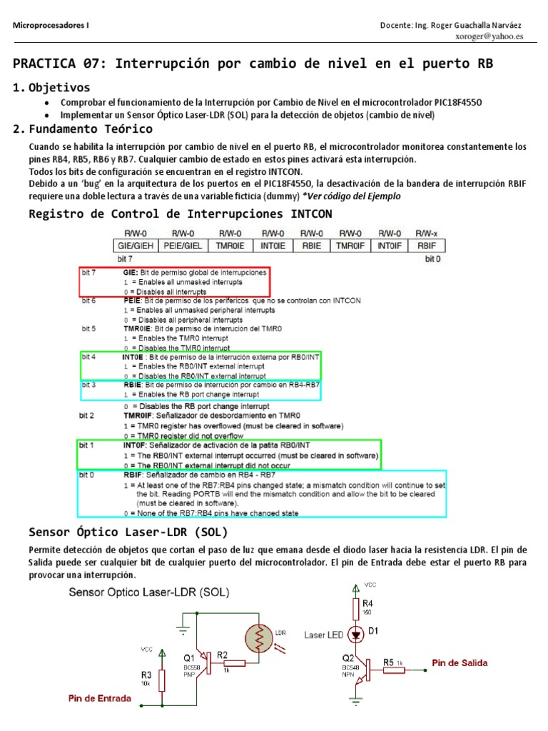 P07 Interrupcion Por Cambio de Nivel en El Puerto RB | PDF | Microcontrolador | Informática