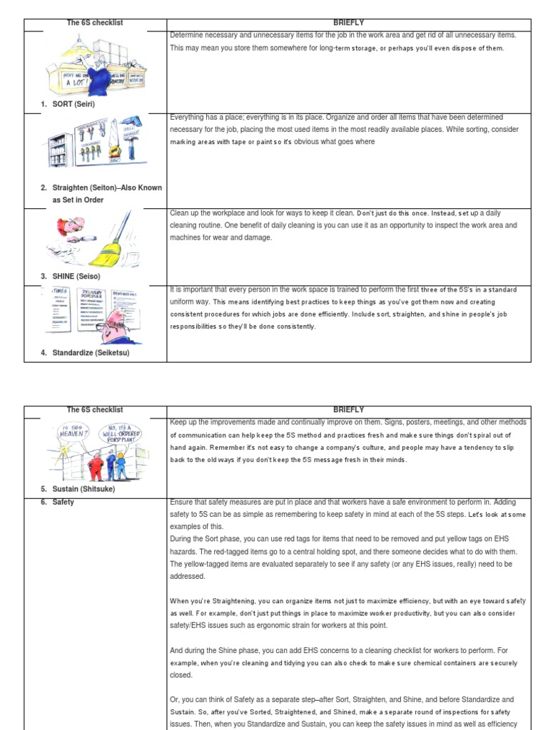 The 6S Checklist Briefly | PDF | Production And Manufacturing | Business