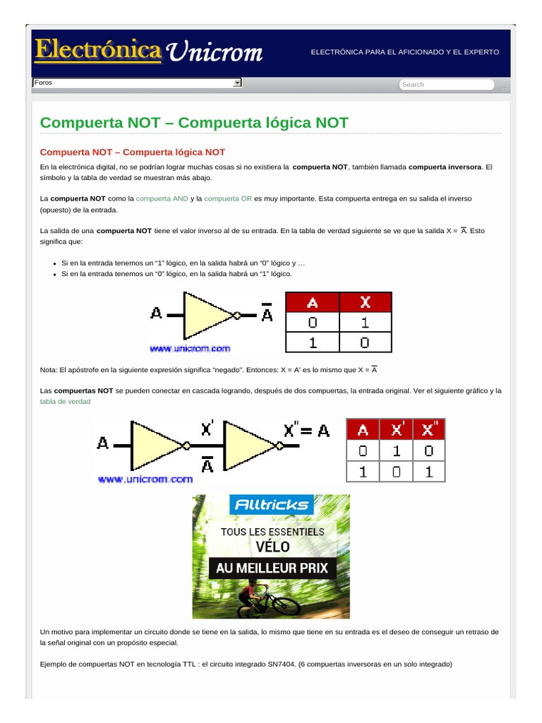 Compuerta Not | PDF | Puerta lógica | Electrónica digital