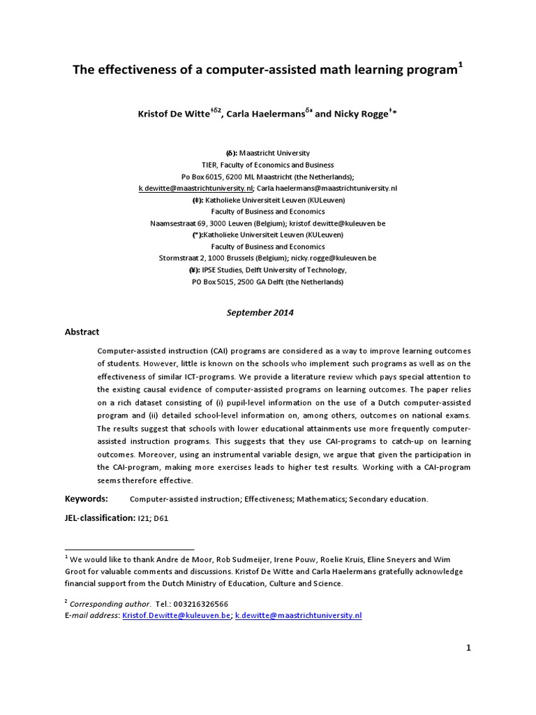 The Effectiveness of A Computer-Assisted | PDF | Educational Technology ...