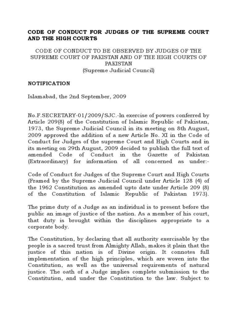 Code of Conduct For Judges | PDF | Supreme Courts | Judge