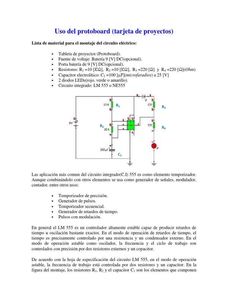 Tarea1 Uso Protoboard Pdf Electricidad Ingenieria Eléctrica
