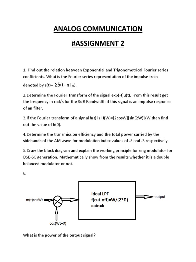 Analog Communication Assignment 2 | PDF