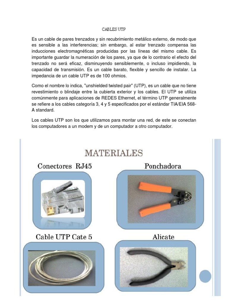 Estructura de Un Cable Utp | PDF | Telecomunicaciones | Bienes ...