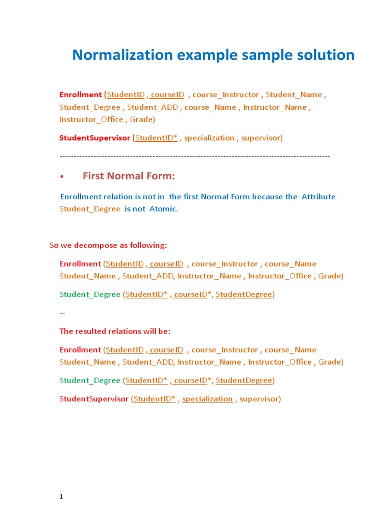 Normaliztion Example | PDF | Data Model | Information Science