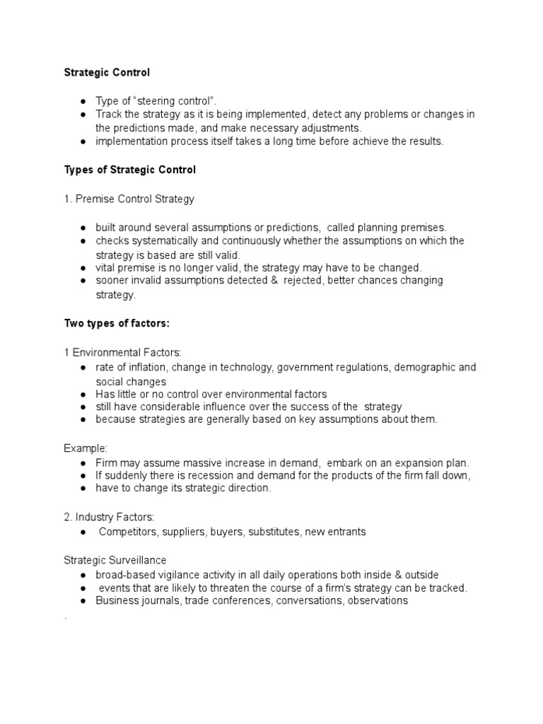 Strategic Control Strategic Management | PDF | Strategic Management ...