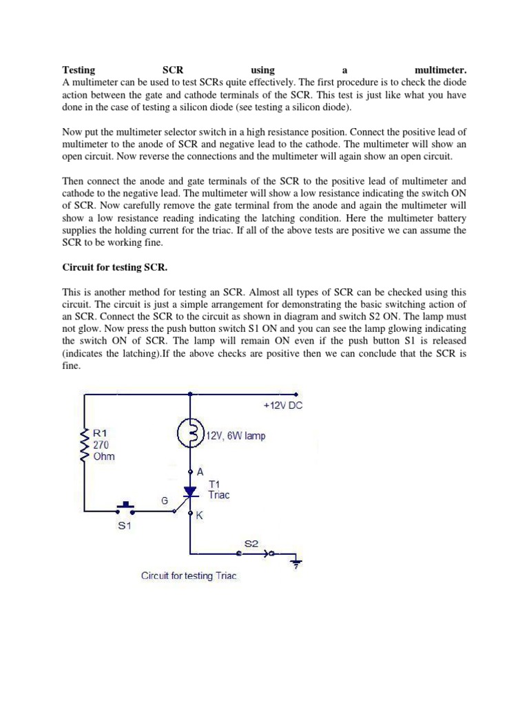 Testing SCR Using A Multimeter | PDF