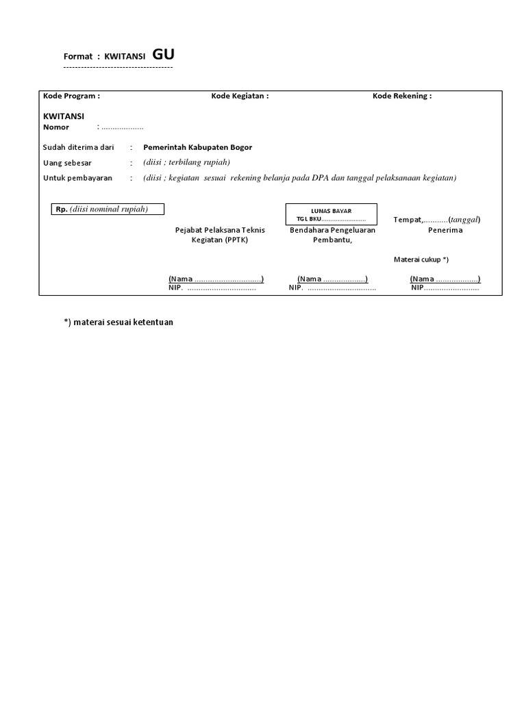 Contoh Format Kwitansi Pembayaran | PDF