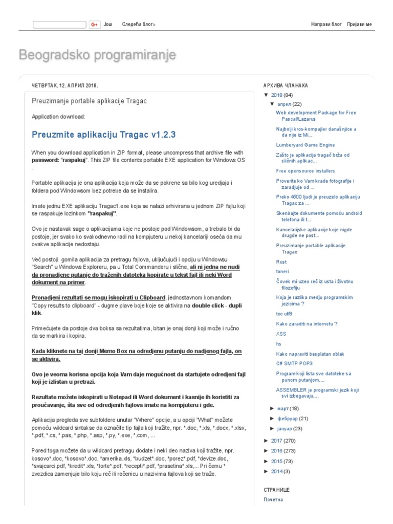 TRAGAC 3 Preuzimanje Portable Aplikacije Tragac | PDF