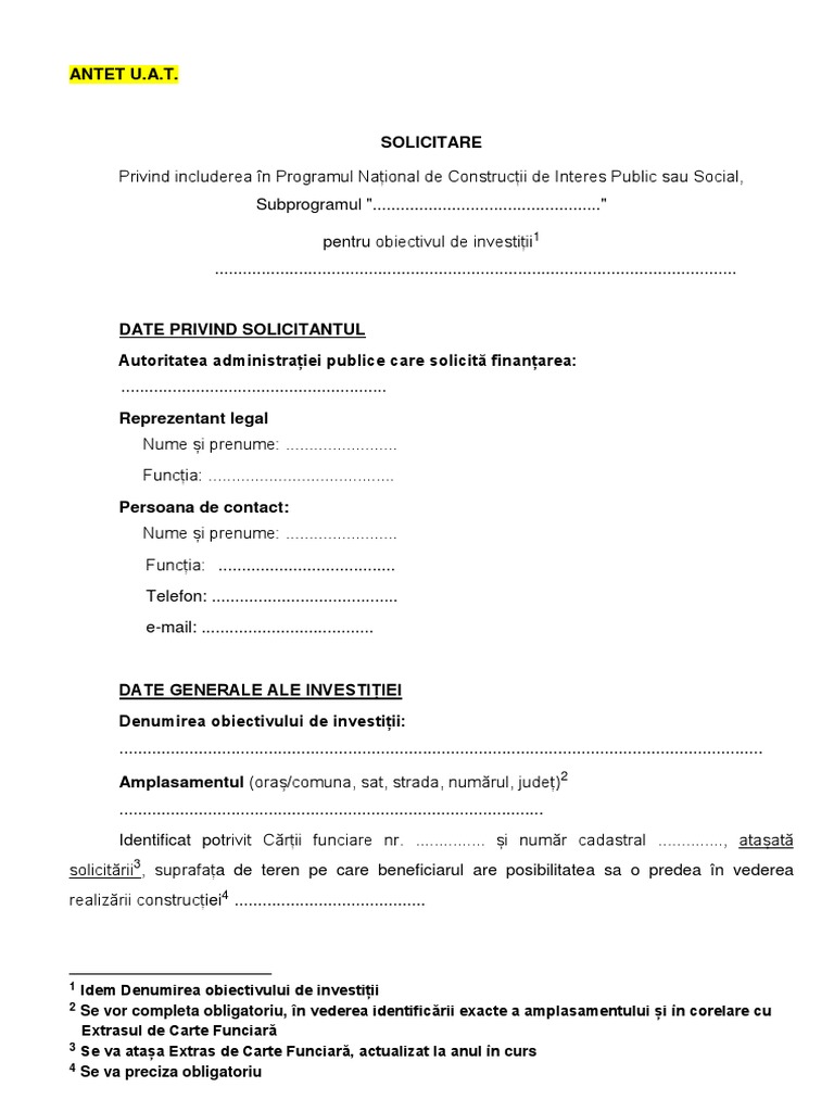 Model Solicitare Includere in Pncips 75 | PDF