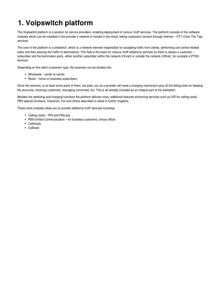 Voipswitch Platform for Service Providers | PDF | Business
