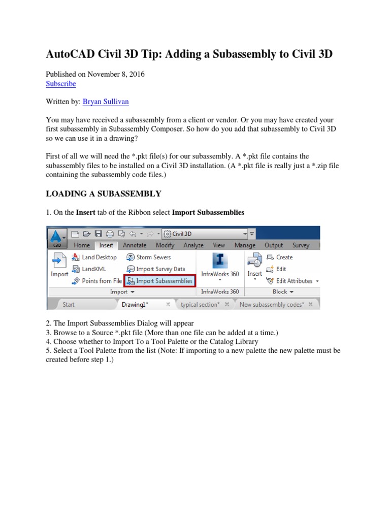Add Subassembly to AutoCAD Civil 3D | PDF