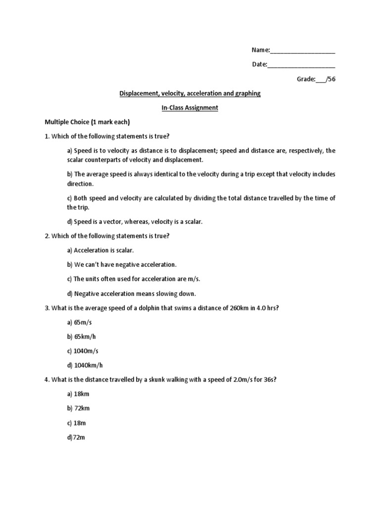 Displacement, Velocity, Acceleration Graphs | PDF | Velocity | Acceleration