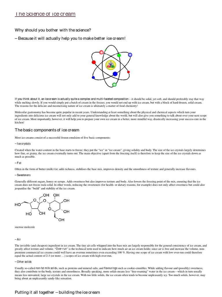 The Science Behind Making Ice Cream | PDF | Ice Cream | Ice