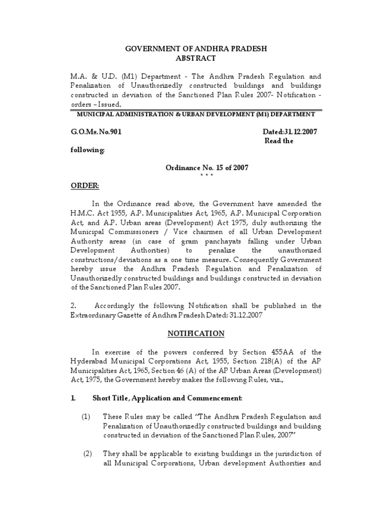 2 (1) - G.O.Ms - No.901.MA DT 31.12 2007 PDF | PDF | Apartment | Fee