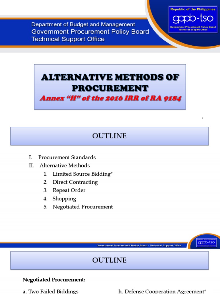 Alternative Procurement Methods Overview | PDF | Procurement | Request ...