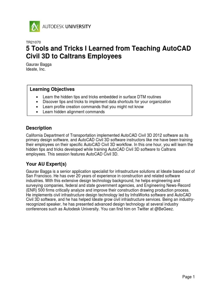 5 Tools and Tricks I Learned From Teaching Autocad Civil 3D To Caltrans ...