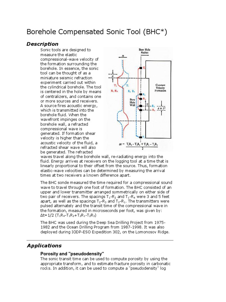 Borehole Compensated Sonic Tool Overview | PDF | Applied And ...