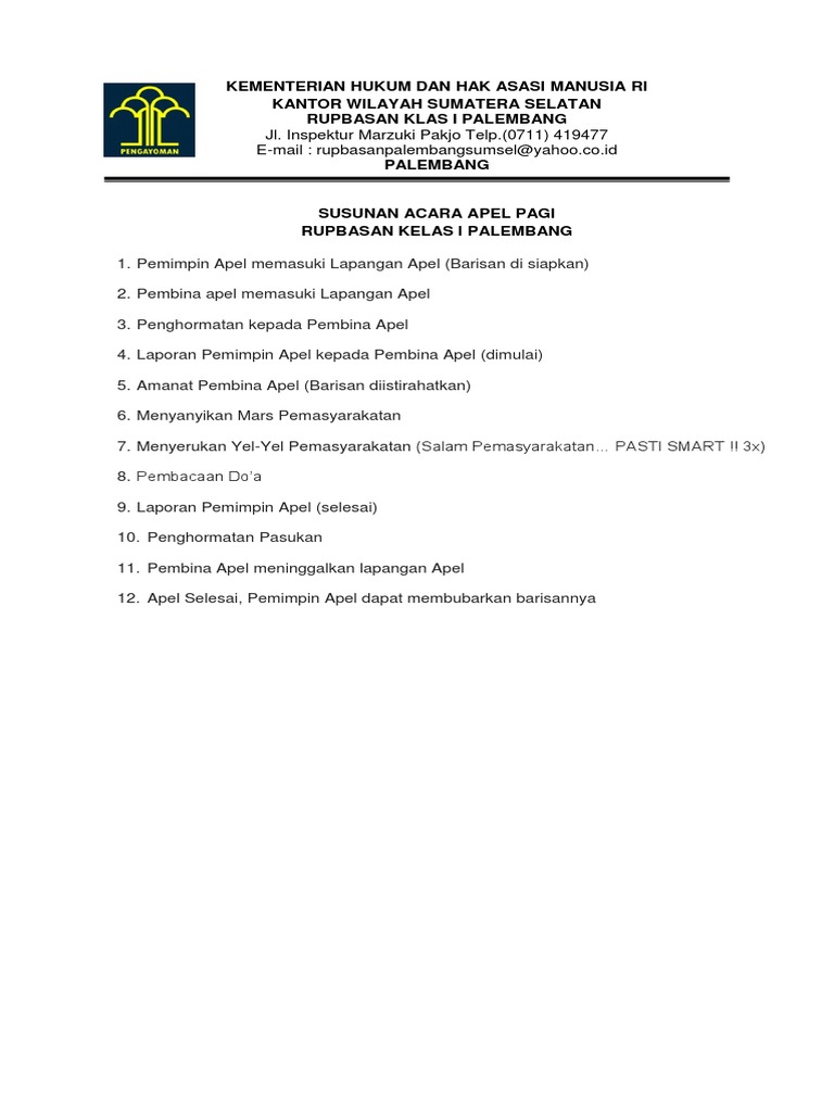 Susunan Acara Apel Pagi | PDF