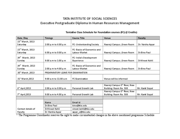 Revised Schedule For Foundation Course | PDF | Career & Growth