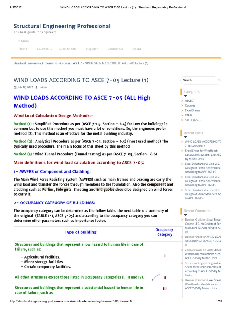 WIND LOADS ACCORDING To ASCE 7-05 Lecture (1) - Structural Engineering ...