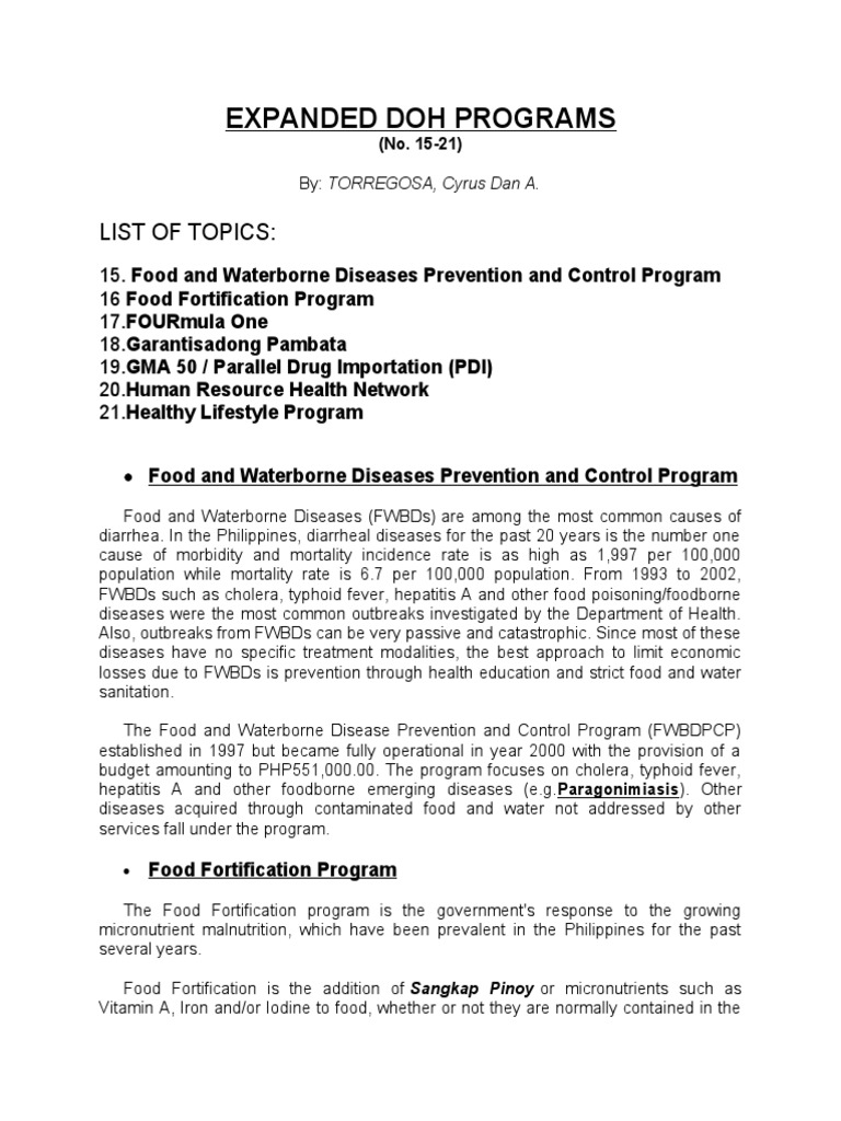 Expanded DOH Health Programs Overview | PDF | Micronutrient | Human ...