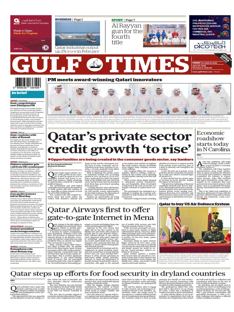 Gulf Times: Qatar's Private Sector Credit Growth To Rise' | Download ...