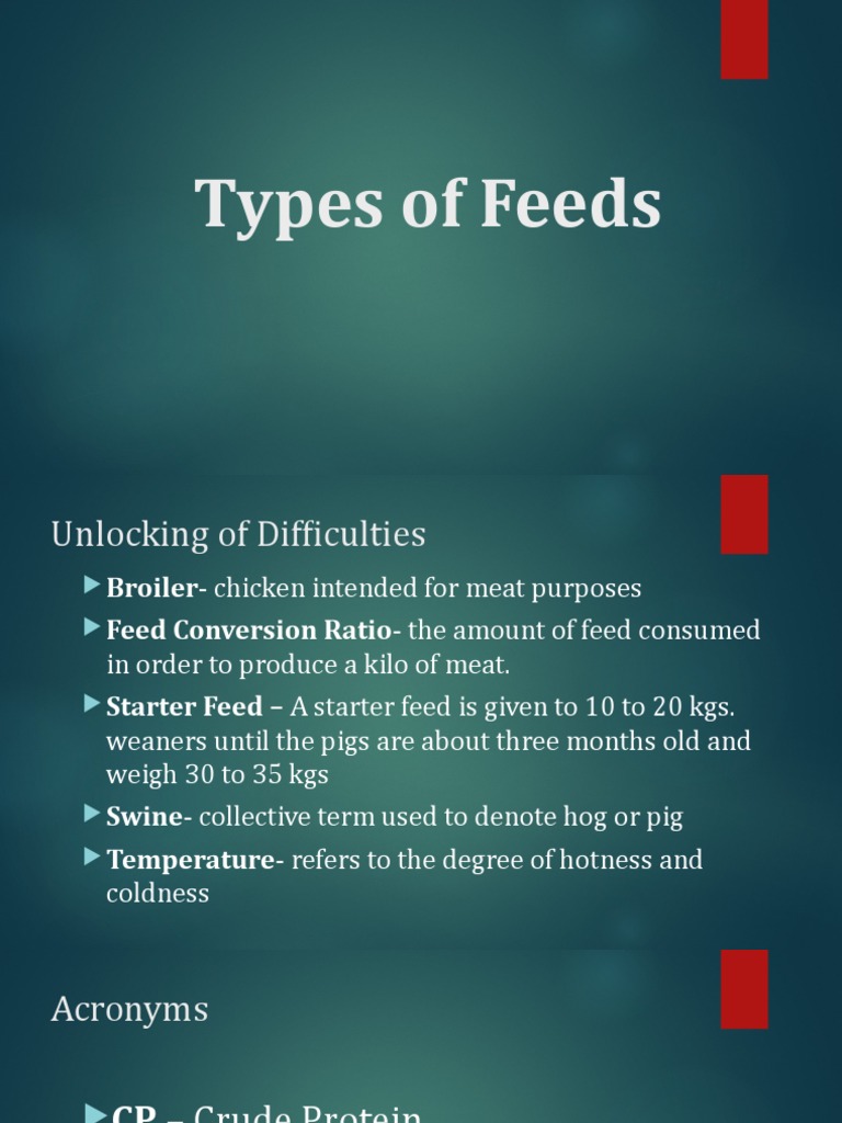 Types of Feeds | PDF | Calorie | Food Energy