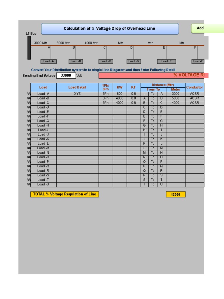 Calculation of Voltage Drop and Percent Voltage Regulation for an ...