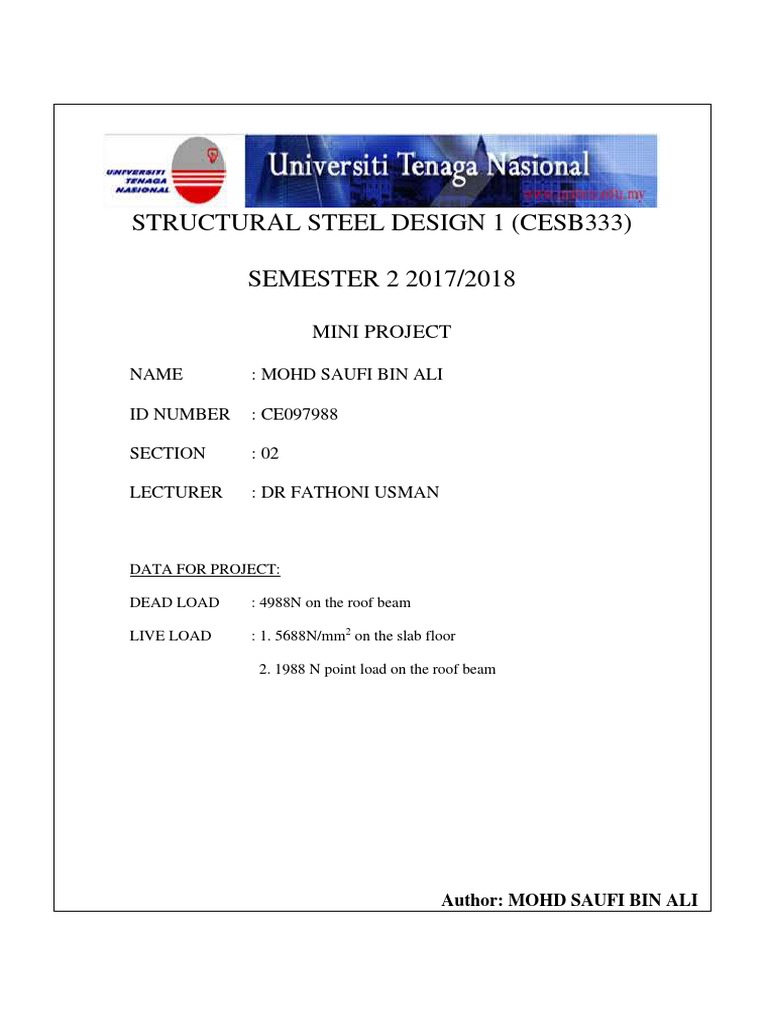 Structural Steel Design 1 Mini Project | PDF | Beam (Structure) | Column
