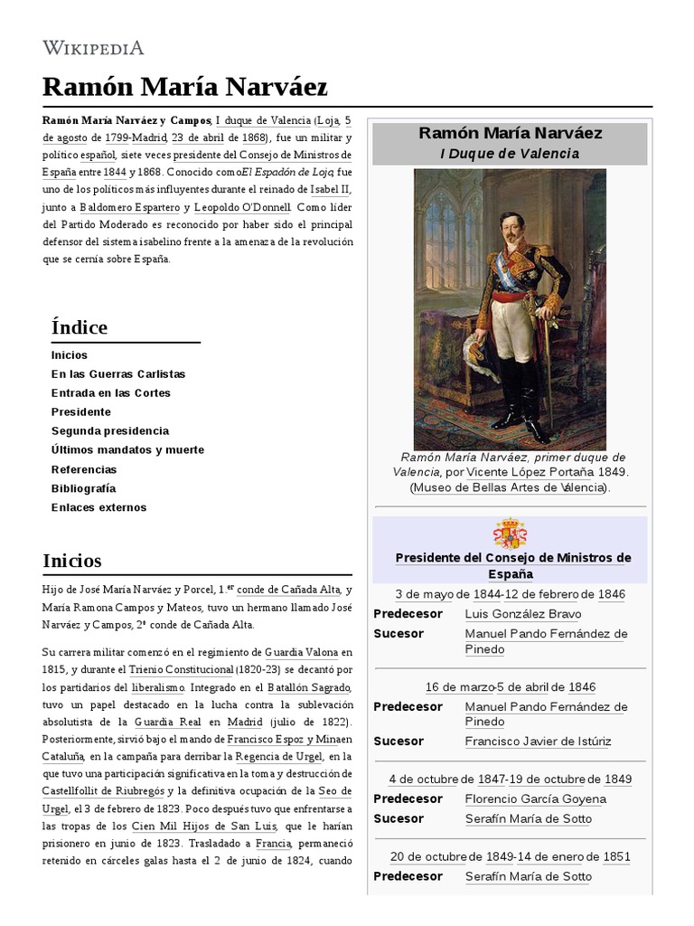 Ramón María Narváez PDF | PDF | Gobierno de españa | Política de españa