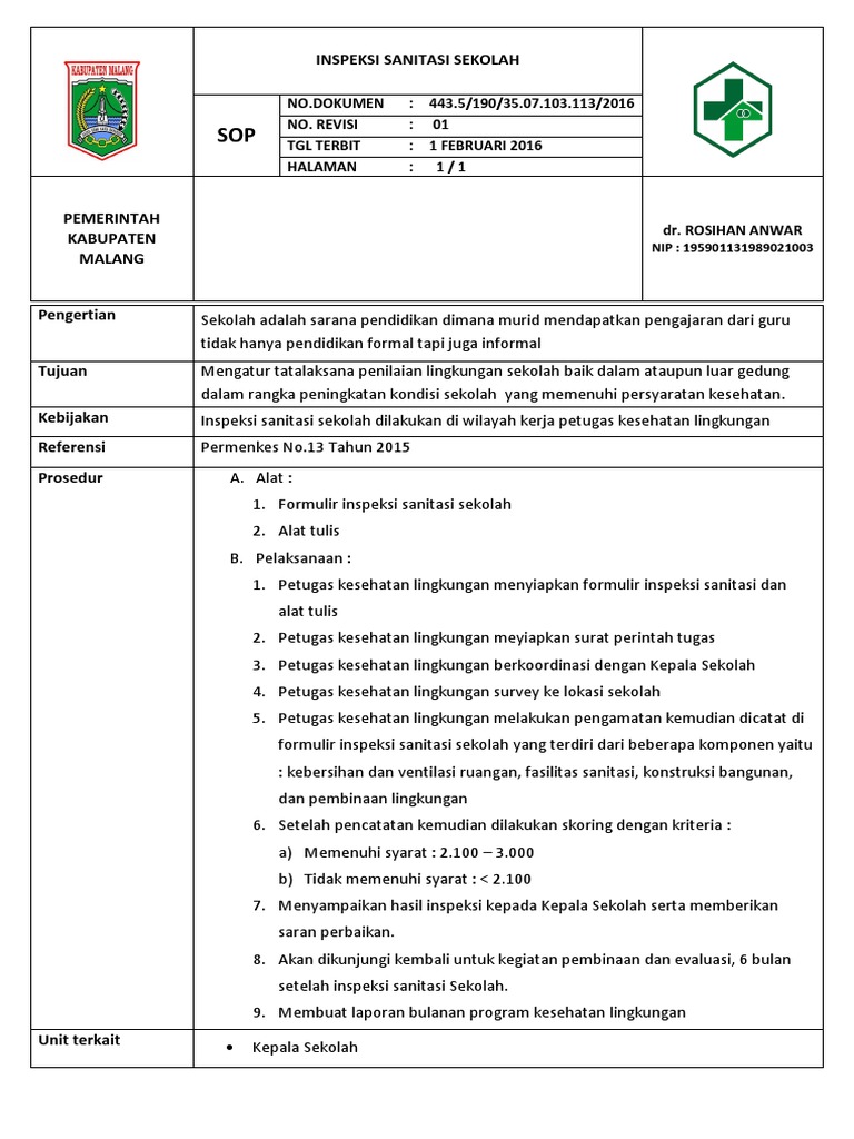 Inspeksi Sanitasi Sekolah | PDF