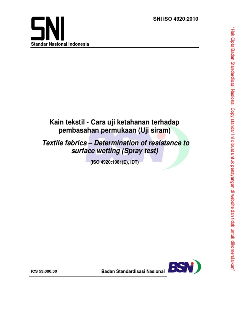 SNI ISO 4920-2010 Uji Siram PDF | PDF