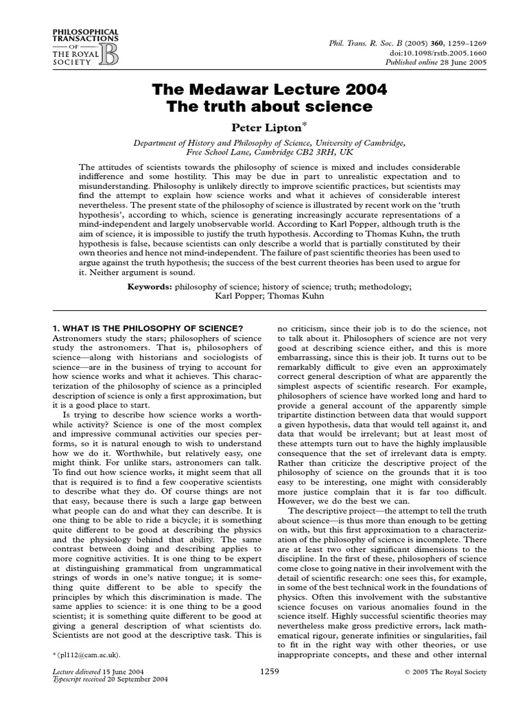 Truth About Science PDF | PDF | Philosophy Of Science | Karl Popper