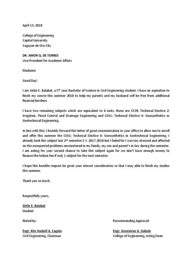 Letter For Subject Request | PDF