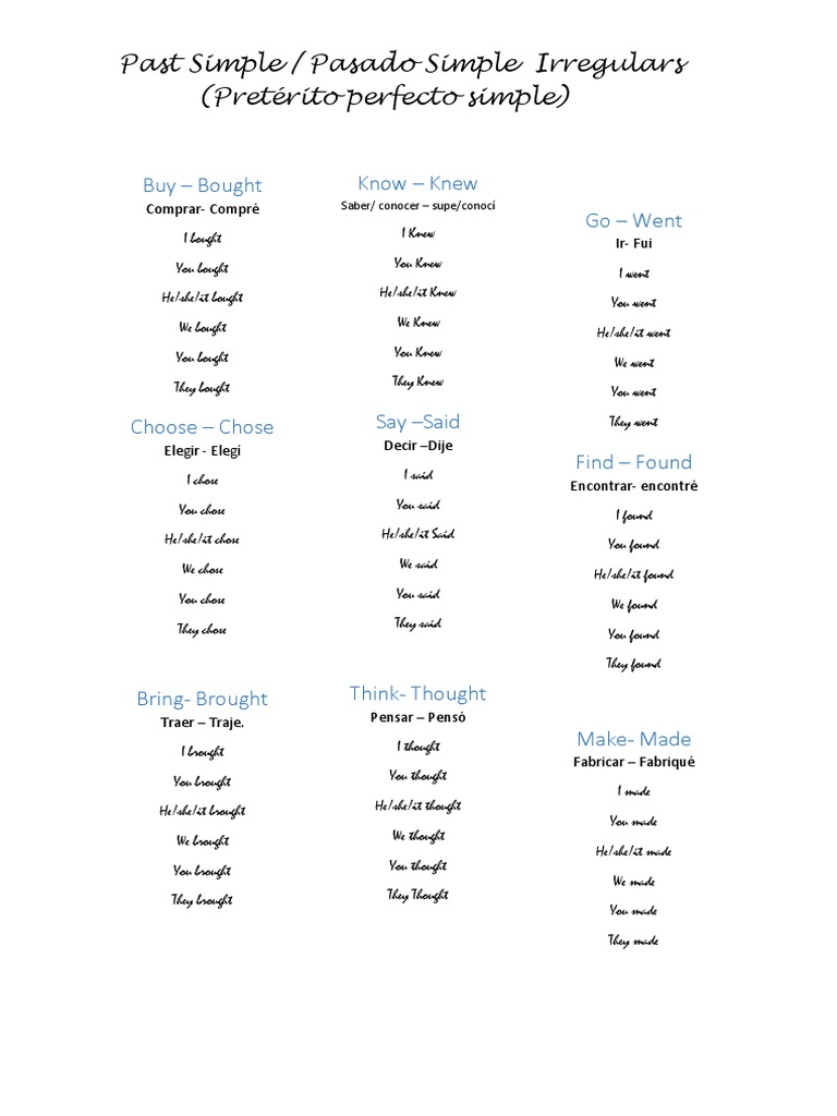 Past Simple Irregulars KB 4 | PDF | Languages | Language Arts & Discipline