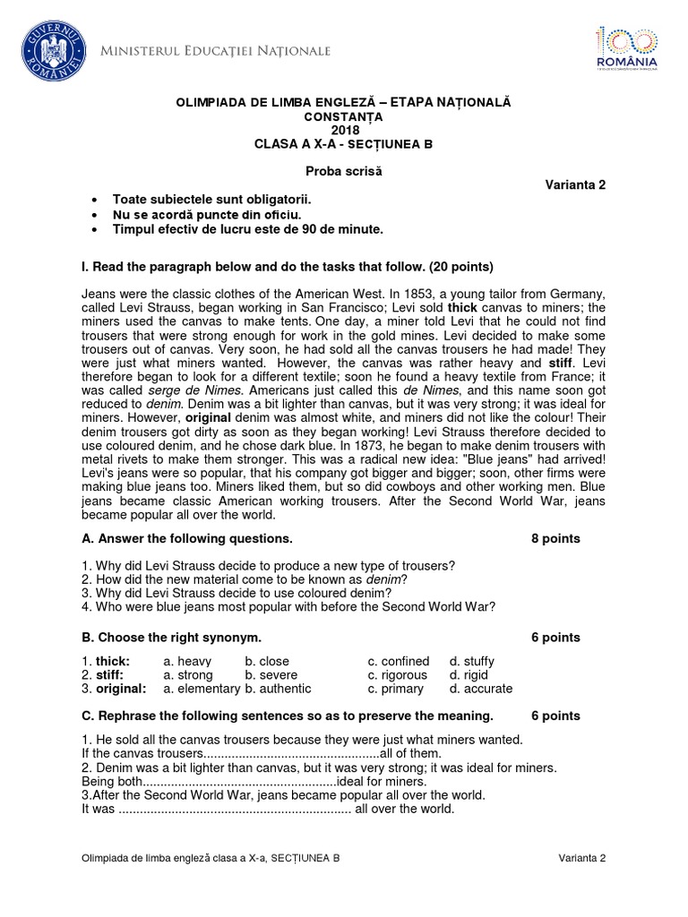 X B Use of English Subiect PDF | PDF | Jeans | Clothing